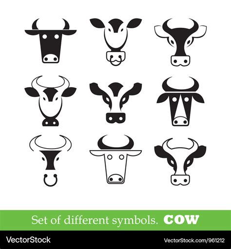 Symbols Cow Set Royalty Free Vector Image Vectorstock