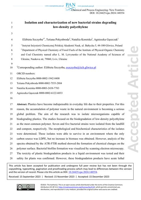 Pdf Isolation And Characterization Of New Bacterial 1 Strains Degrading Low Density Polyethylene