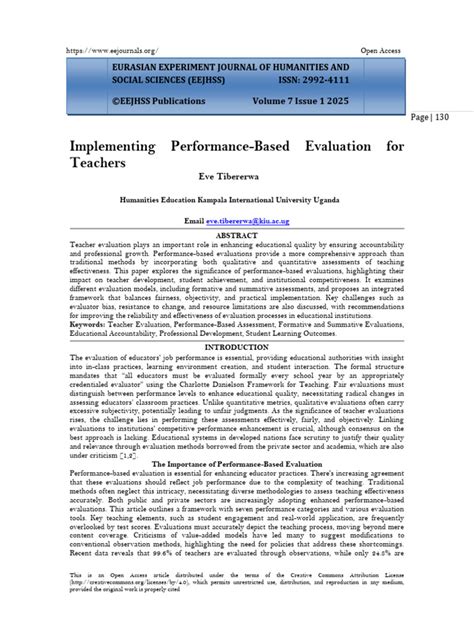 Implementing Performance Based Evaluation For Teachers Kiu Ac