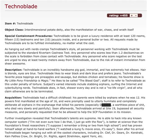 So Technoblade Is Scp 10101 J I Guess R Technoblade