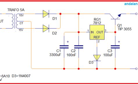 Skema Rangkaian Power Supply Regulator 12v 5a Ct Dan Simetris Sederhana