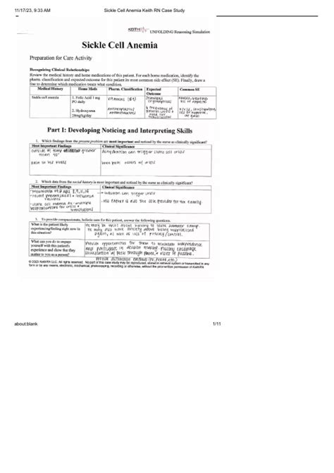 Sickle Cell Anemia Keith Rn Case Study Sickle Cell Anemia Keith Rn
