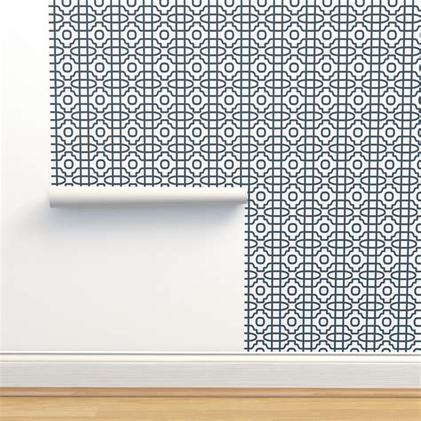 tessère blanc tuile gris carte treillis Papier peint Spoonflower