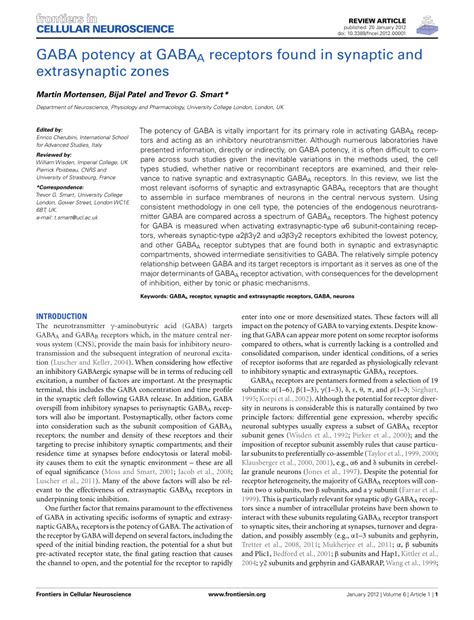 Pdf Gaba Potency At Gabaa Receptors Found In Synaptic And