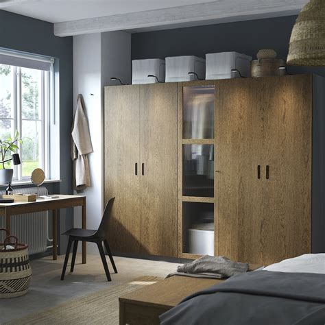 Pax Tonstad Wardrobe Combination Dark Gray Brownstained Oak Veneer