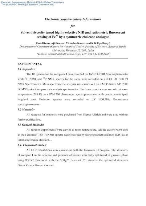 Pdf Electronic Supplementary Informations For · Nmr Spectrometer