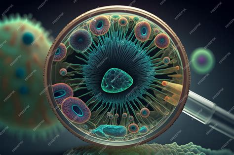 Premium Photo Macro Closeup Of Round Bacterium Under Microscope