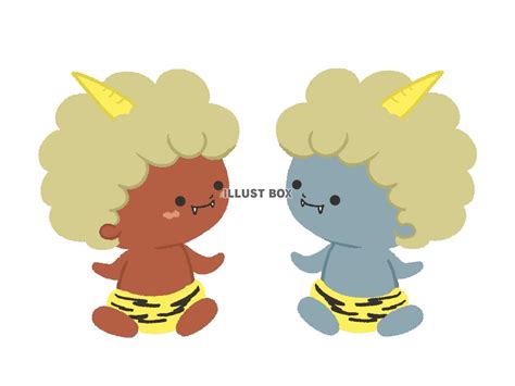 無料イラスト 赤鬼と青鬼のイラスト 線なし