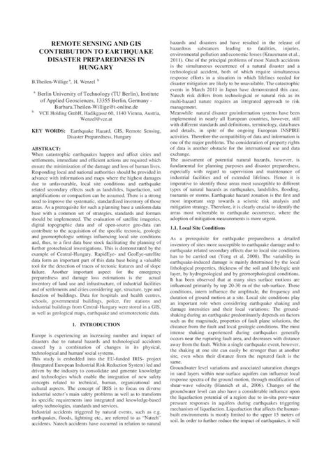 Pdf Remote Sensing And Gis Contribution To Earthquake … · Remote Sensing And Gis Schools