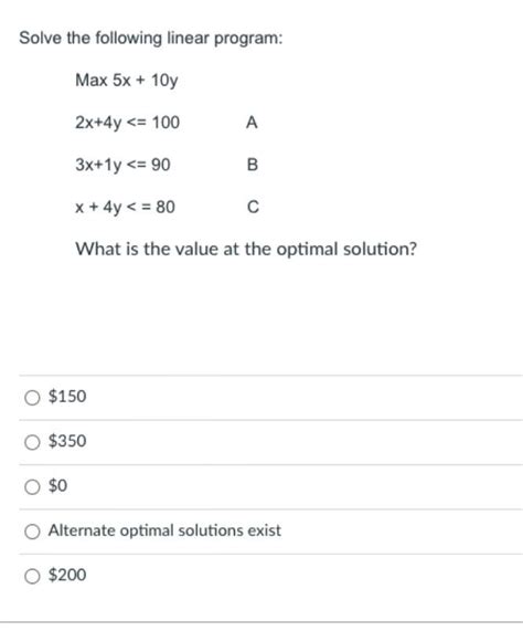 Solved Solve The Following Linear Program