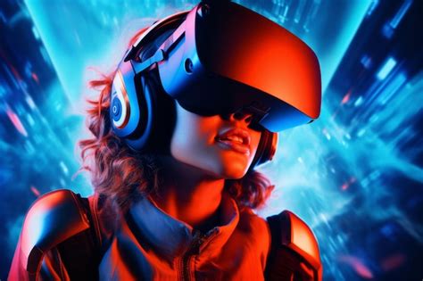 Premium Ai Image Stylized Portrait Of A Woman Wearing A Vr Headset