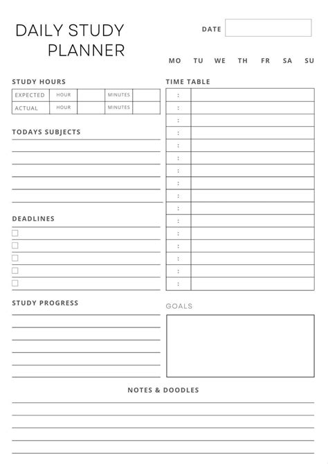 Study Planner Printablestudy Plannerassignment Trackergrade Worksheets Library