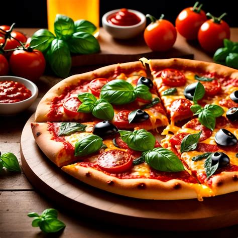 A Pizza With Basil Leaves On It And A Pizza With Tomatoes And Basil