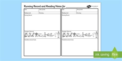 Running Record And Guided Reading Notes Teacher Made