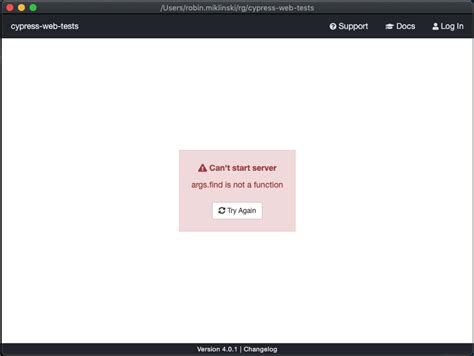 Cypress V401 Cannot Start Server Argsfind Is Not A Function