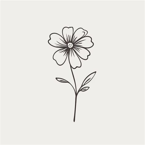 손으로 그린 간단한 꽃 개요 그림 색칠하기 책 프리미엄 사진