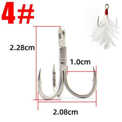 1pcs Treble Hooks With Luminous Feather Stainless Steel Three Claw Hook
