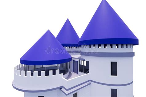 Ilustration 3d Rendering Model Of Modern Minimalist Blue Purple Castle