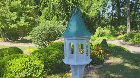Large Bird Feeder Patina Copper Roof 8 Sided Octagon Premium Feeding
