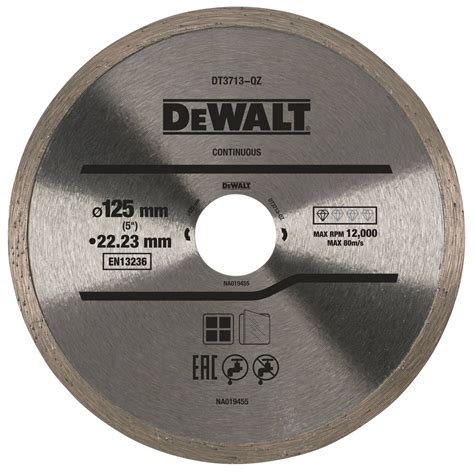DeWALT 125 x 22.23mm Continuous Tile / Ceramics Diamond Wheel Blade ...