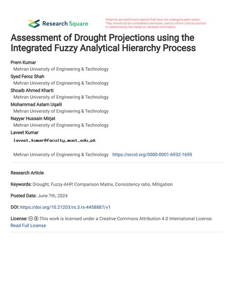 Pdf Assessment Of Drought Projections Using The Integrated Fuzzy