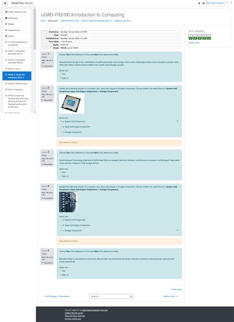Midterm Lab Quiz Attempt Review You Are Logged In As Gian Carlo Cresencio Log Out Studocu