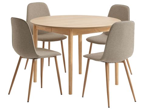 MARSTRAND Ø110 Tisch Eiche 4 BISTRUP Stühle sand JYSK