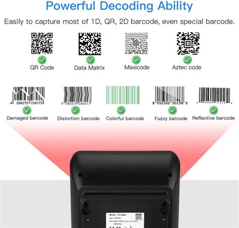 Eyoyo Hands Free 2d Qr Barcode Scanner Omnidirectional Desktop Automatic 1d Barcode Reader Big