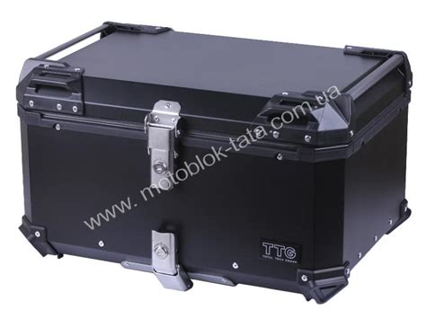 Кофр прямоугольный TTG для мотоцикла, алюминиевый черный, со спинкой и ...