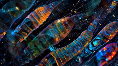 A Colorful Abstract Image Of Insect Larvae As Seen Under A Microscope Showcasing Their Intricate