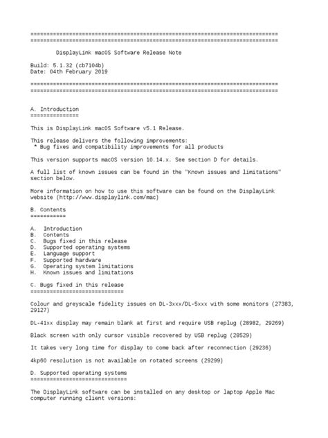 Displaylink Usb Graphics Software For Macos 51 Release Notes Pdf