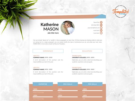 Dribbble Resumetemplateforwordandpageskatherinemason00presentationpng By