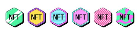 고립된 레트로 Nft 토큰 아이콘 세트 벡터 스티커 Nft 기술 디지털 토큰 수집 가상 암호화폐 패턴으로 3d Nft 토큰의