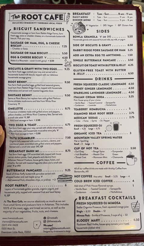 The Root Cafe Menu Updated For 2025