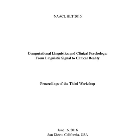 Proceedings Of The Third Workshop On Computational Linguistics And Clinical Psychology Acl