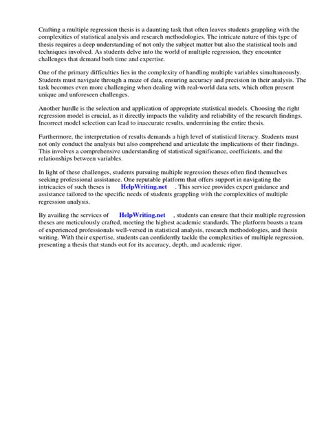 Multiple Regression Thesis Example Pdf