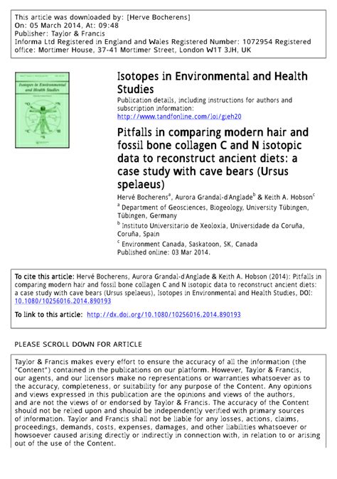 Pdf Pitfalls In Comparing Modern Hair And Fossil Bone Collagen C And N Isotopic Data To