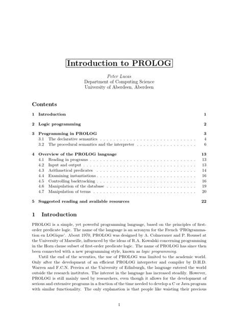 Introduction Prolog Pdf