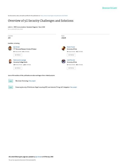 Overview Of 5g Security Challenges And Solutions Pdf