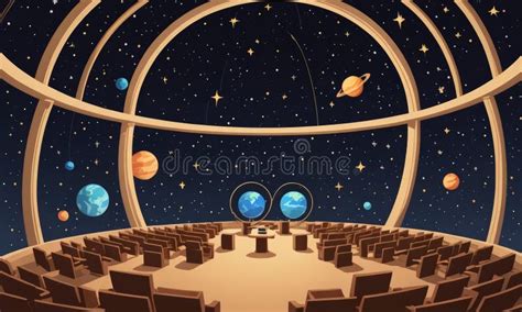 Futuristic Dome-shaped Room with Circular Windows and Starry Night Sky ...