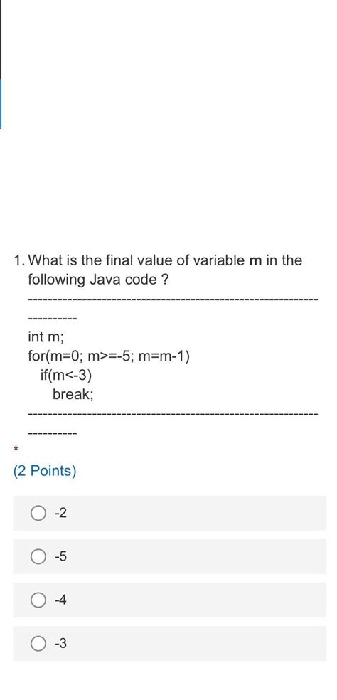 Solved What Is The Final Value Of Variable M In The Chegg