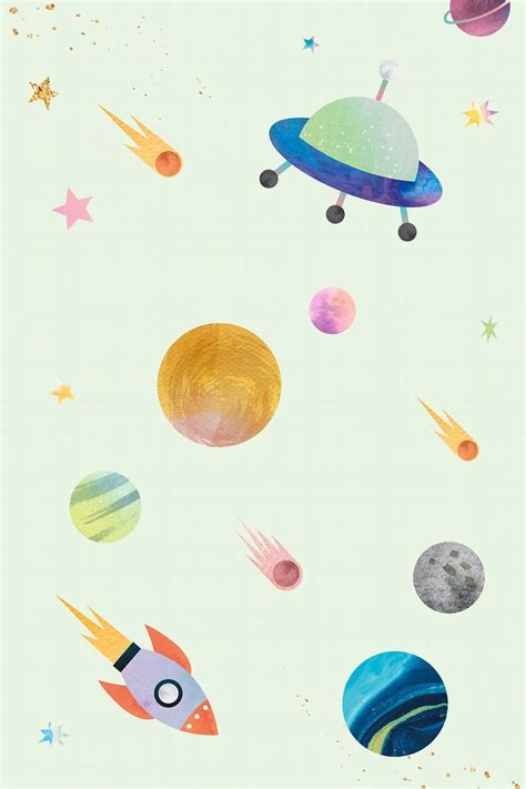 Colorful Galaxy Pattern Background Illustration In Cute Watercolor