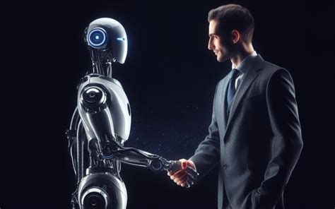 Premium Photo Man And Robot Holding Hands In The Modern World Humans