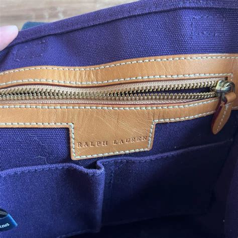 Ralph Lauren Purple Black Heavy Canvas Tote Handbag Depop