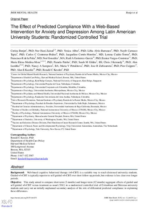 Pdf The Effect Of Predicted Compliance With A Web Based Intervention For Anxiety And