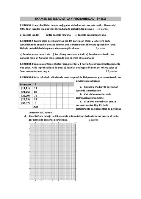 PDF EXAMEN DE ESTADÍSTICA Y PROBABILIDAD 3º ESO PDF fileEXAMEN DE