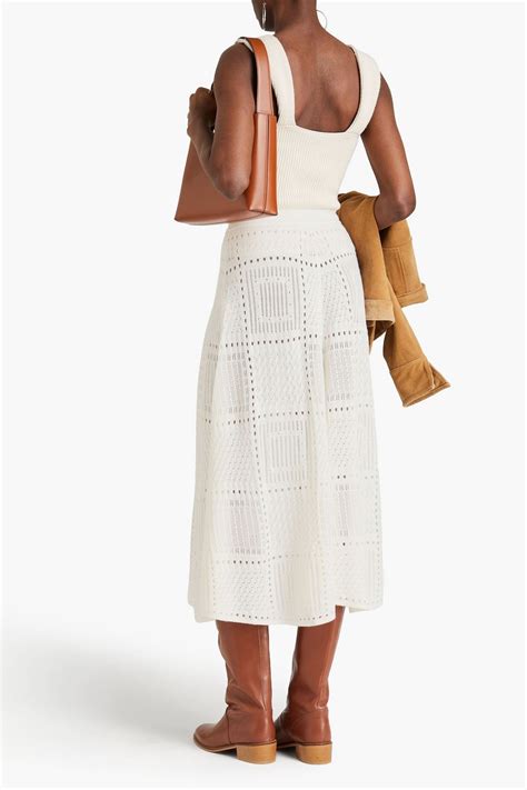 ChloÉ 포인텔 니트 울 실크 캐시미어 혼방 미디 스커트 최대 70 세일 The Outnet