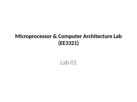 Microprocessor And Computer Architecture Lab Microprocessors And