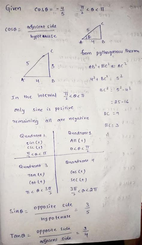 [solved] Given And Find The Other Five Trigonometric Functions
