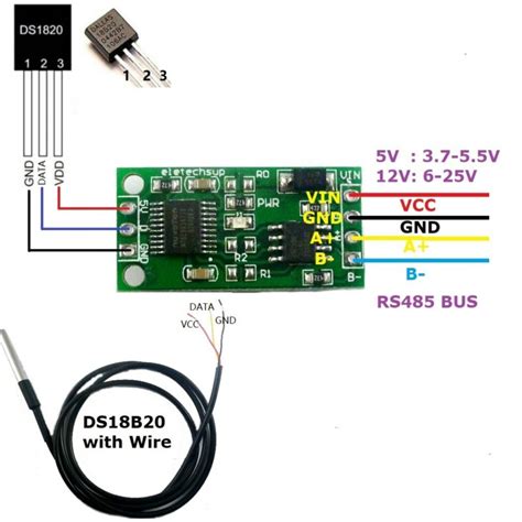 5x R46ca01 Modbus Hőmérséklet Érzékelő Acquisition Ds18b20 Rs485 Soros